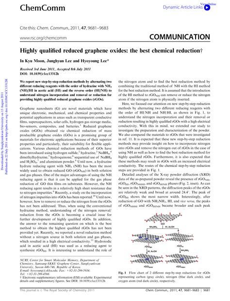 Pdf Highly Qualified Reduced Graphene Oxides The Best Chemical Reduction