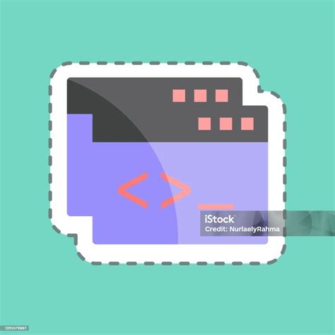 스티커 라인 컷 사용자 정의 코딩 프로그래밍 기호에 적합합니다 편집 가능한 간단한 디자인 디자인 템플릿 벡터 간단한 기호 그림