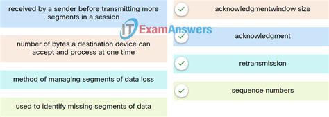 Match Each Description With The Corresponding TCP Mechanism