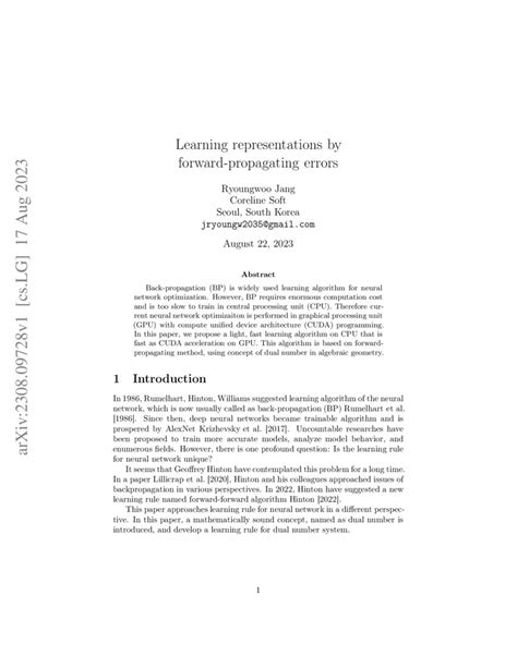 Learning Representations By Forward Propagating Errors Deepai