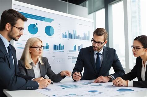 Business People Analyzing And Discussing Graphs On Table Premium Ai