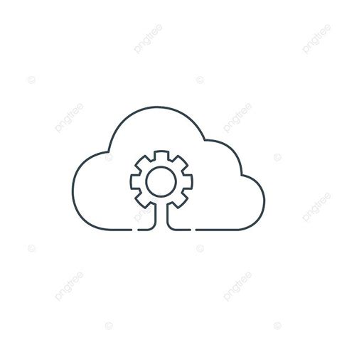 Linear Cloud Storage Settings With Cogwheel Symbol Base Computer Data Vector Base Computer
