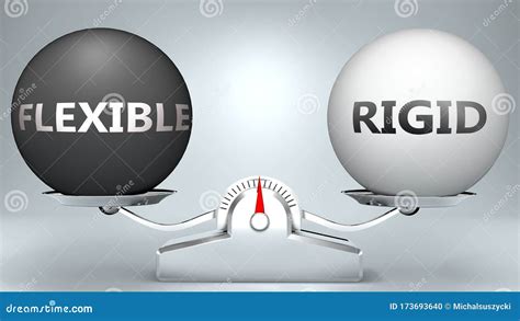 Flexible And Rigid In Balance Pictured As A Scale And Words Flexible Rigid To Symbolize