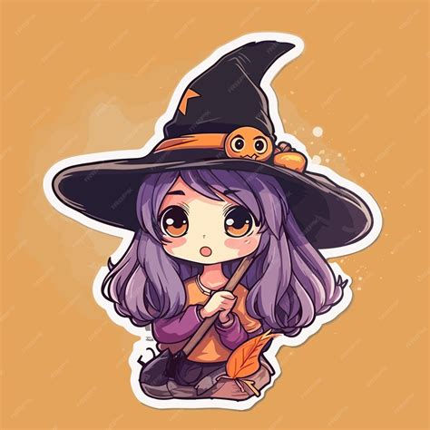 Premium Vector Cute Witch Hand Drawn Vector Sticker