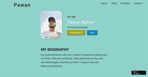 React Responsive Portfolio 2 Codesandbox