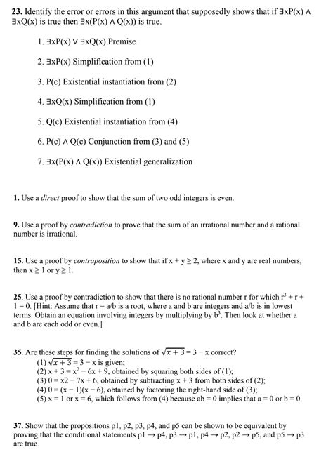 Solved 23 Identify The Error Or Errors In This Argument