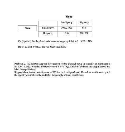 Solved Floyd C 1 Points Do They Have A Dominant Strategy Chegg Com