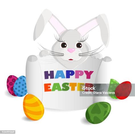 Vector Cute Grußkarte Von Glücklichen Ostern Stock Vektor Art Und Mehr