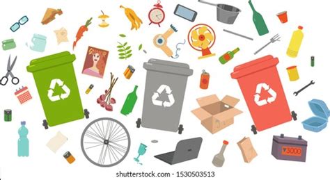 Waste Sorting Different Types Garbage Organic Stock Vector Royalty Free Shutterstock