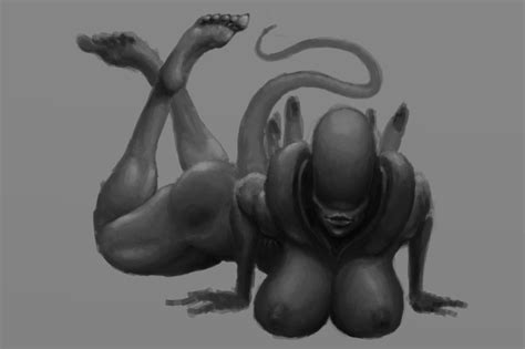 Rule 34 Alien Alien Franchise Female Female Xenomorph Feral Only Monochrome Nihilophant Pose