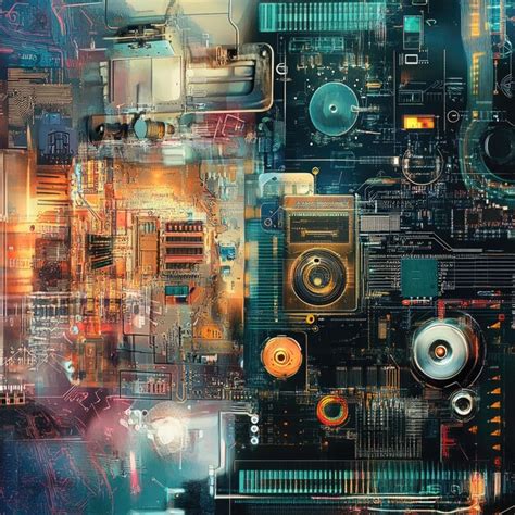 Abstract Digital Circuitry With Glowing Lines And Geometric Shapes Premium Ai Generated Image