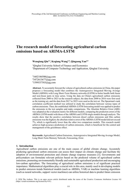 Pdf The Research Model Of Forecasting Agricultural Carbon Emissions Based On Arima Lstm