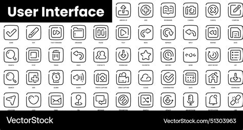 Set Of Outline User Interface Icons Minimalist Vector Image