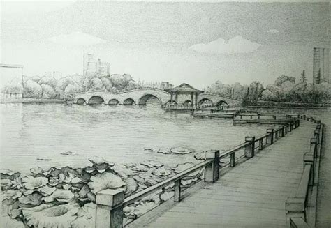 人民公园 针管笔画 风景 南通 插画 黑白 摄影 素描