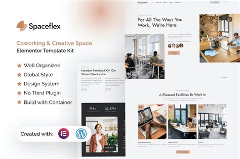 SpaceFlex Coworking Creative Space Elementor Template Kit