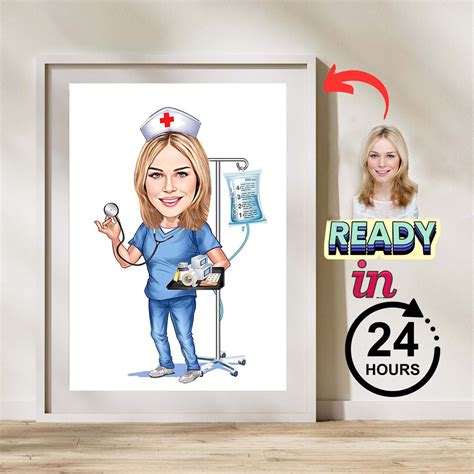 Custom Nurse Cartoon Portrait Nurse Portrait T For Nurse Custom