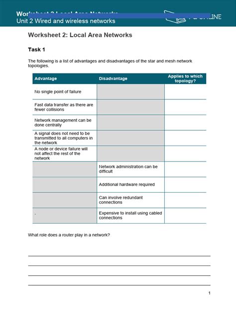 Local Area Networks Worksheet 2 Download Free Pdf Computer Network