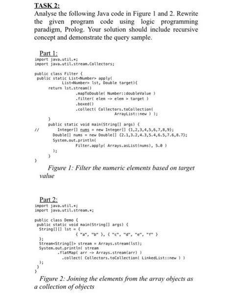 Solved Task 2 Analyse The Following Java Code In Figure 1