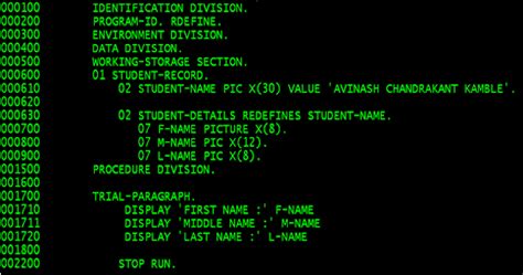 MAINFRAMES REDEFINE RENAME Clause