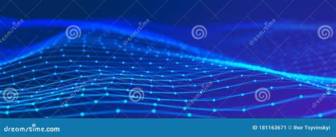 Digital Technology Background Abstract Wave With Connected Dots And Lines Technology Or