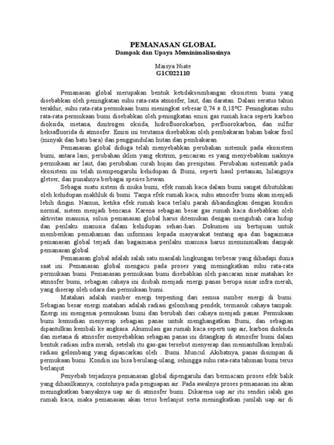 Pemanasan Global Essay Pdf