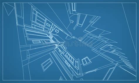 3d Perspective Render Of Building Wireframe Structure Abstract Construction Graphic Idea Stock