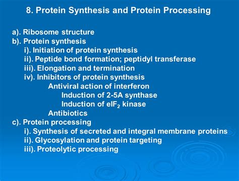 8 Protein Synthesis And Protein Processing A Ribosome Structure B