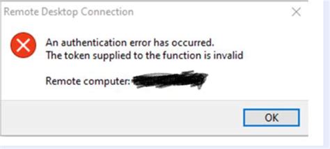 Rdp Authentication Error Microsoft Qanda