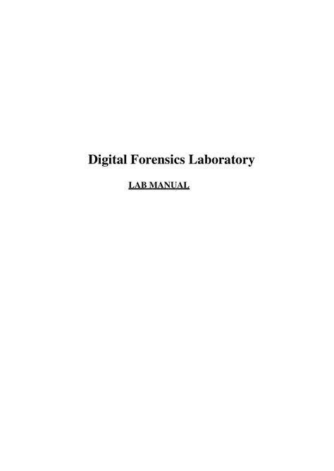 Digital Forensics LAB Manual Digital Forensics Laboratory LAB MANUAL Digital Forensics Studocu