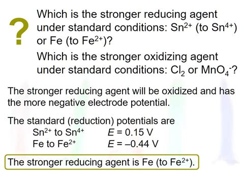 Which Is The Stronger Reducing Agent Under Standard Conditions Sn2