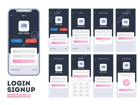 Variations Of Login Screens In Material Design Ui Ux And Gui Layouts Vector Mock Up Protection