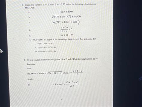 solved 1 create two variables a 2 3 and b 10 75 and do the