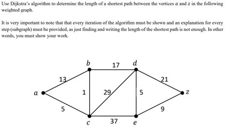 solved use dijkstra s algorithm to determine the length of a