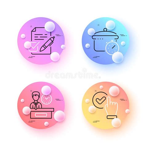 Checkbox Boiling Pan And Presentation Time Minimal Line Icons For Web Application Printing
