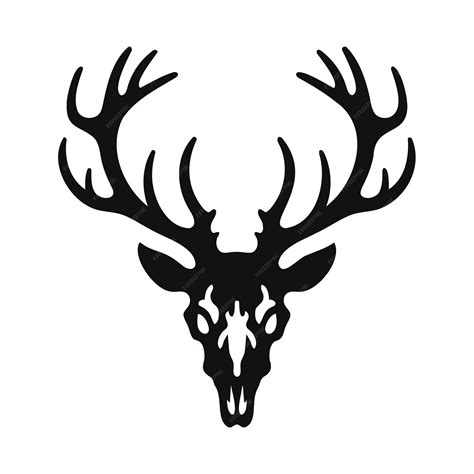 Deer Skull Logo Silhouette Vector Art Illustration Premium Ai