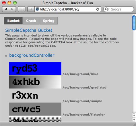 simplecaptcha running the example applications