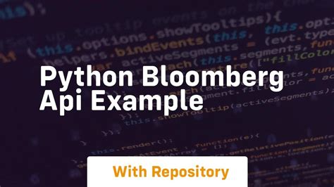 Python Bloomberg Api Example YouTube
