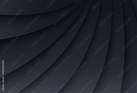 Abstract Dark Curve Shape Background With Halftone Decoration And Shadow Overlap Geometric