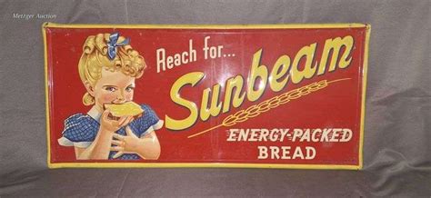 Sunbeam Bread Embossed Metal Advertising Sign 2575×1175 Metzger