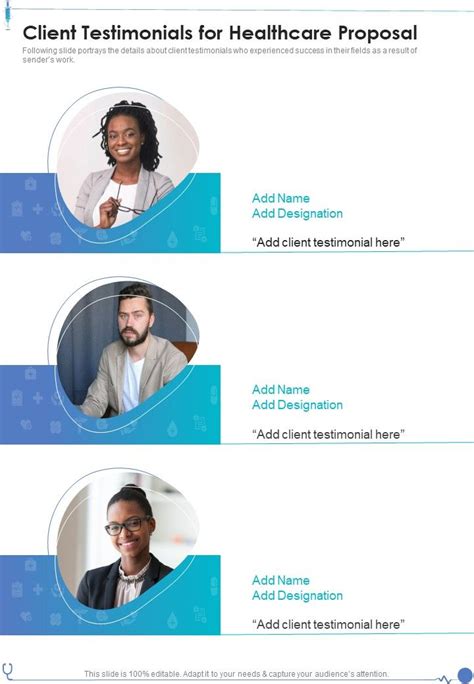 Client Testimonials For Healthcare Proposal One Pager Sample Example Document Presentation