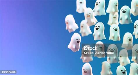 해피 할로윈 전단지 배경 템플릿은 떠 다니는 유령과 3d 그림의 복사 공간 10월에 대한 스톡 사진 및 기타 이미지 10월 3차원 형태 가을 Istock