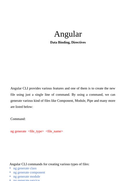 Angular Data Binding Pdf Command Line Interface Document Object
