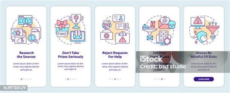 Protection From Cybercrimes Tips Onboarding Mobile App Screen Stock Illustration Download