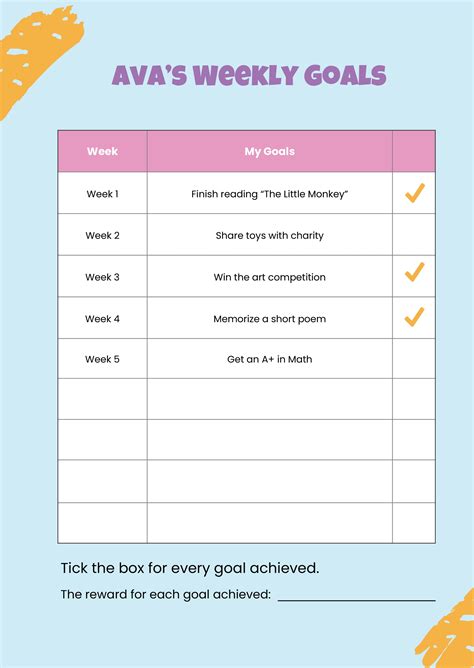 Free Goal Chart Templates Editable And Printable