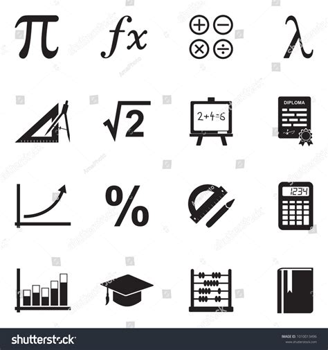Mathematics Icons Black Flat Design Vector Stock Vector Royalty Free
