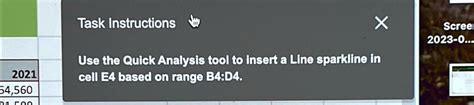 Solved Task Instructions Use The Quick Analysis Tool To Insert A Line