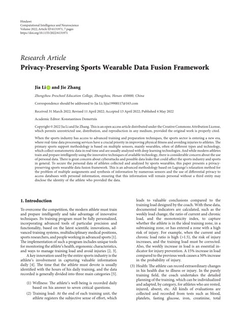 Pdf Privacy Preserving Sports Wearable Data Fusion Framework
