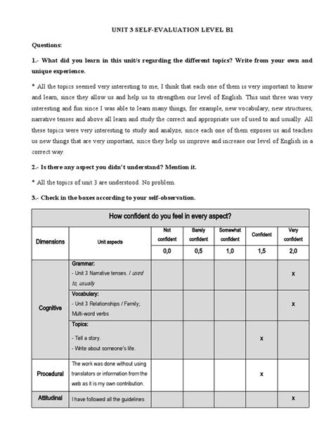 Unit 3 Self Evaluation Pdf