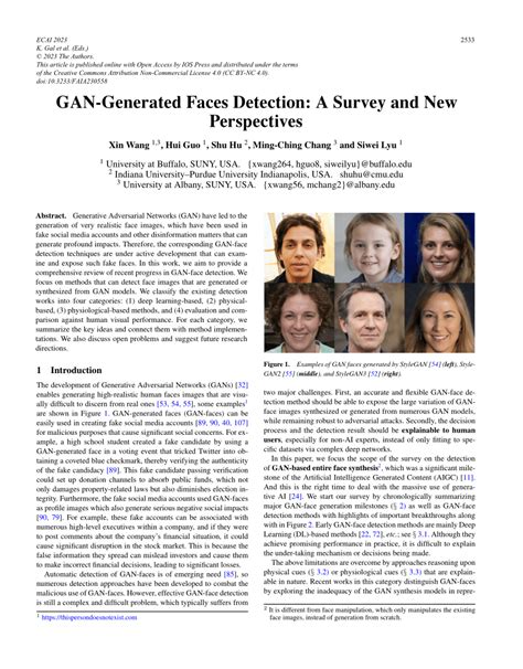 pdf gan generated faces detection a survey and new perspectives