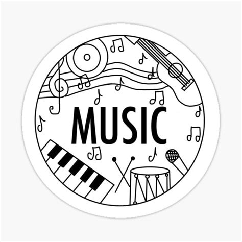 Music Black And White Sticker For Sale By Arianneboutique Redbubble